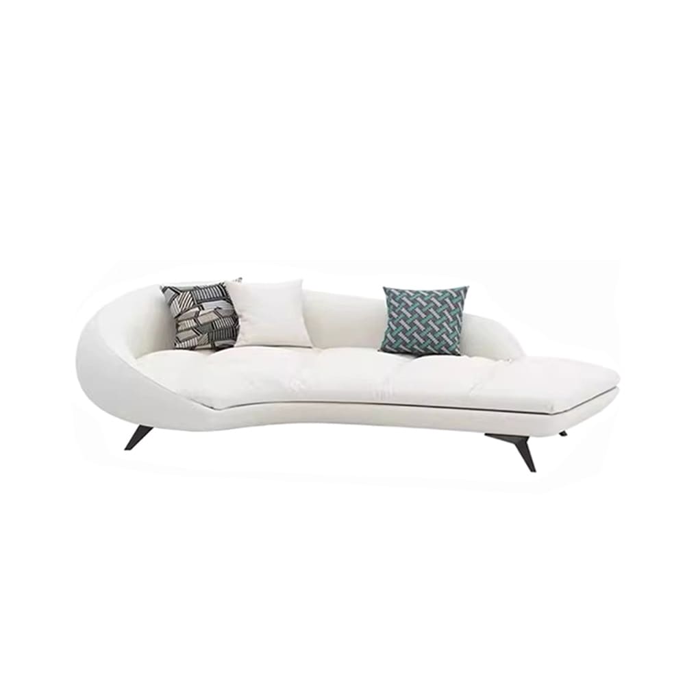 Asser Modern Curved 2-seater Chaise Sofa Chenille Upholstery Stylish L ...