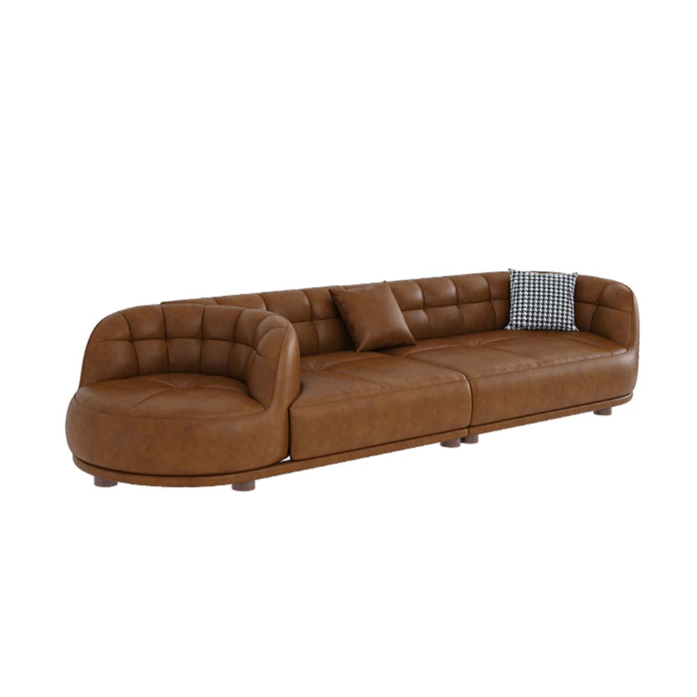 Baish Genuine Leather Brown Multi-seater Sofa Sectional Couch with Swi ...