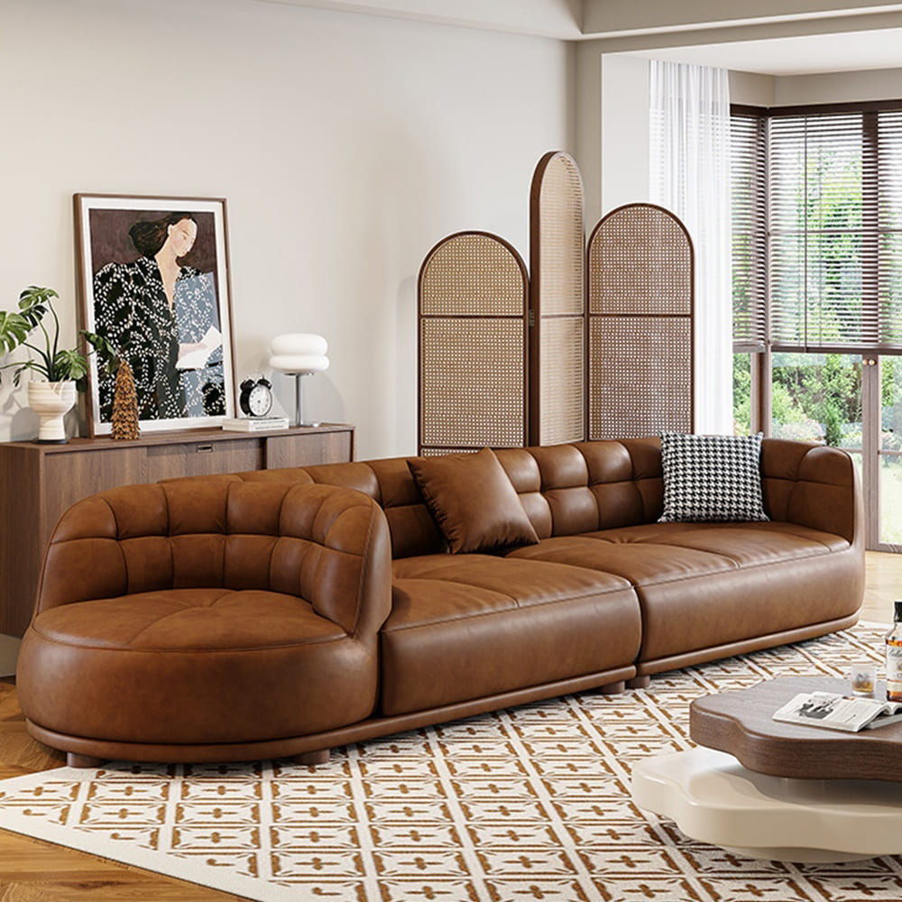 Baish Genuine Leather Brown Multi-seater Sofa Sectional Couch – VINTAGE ...