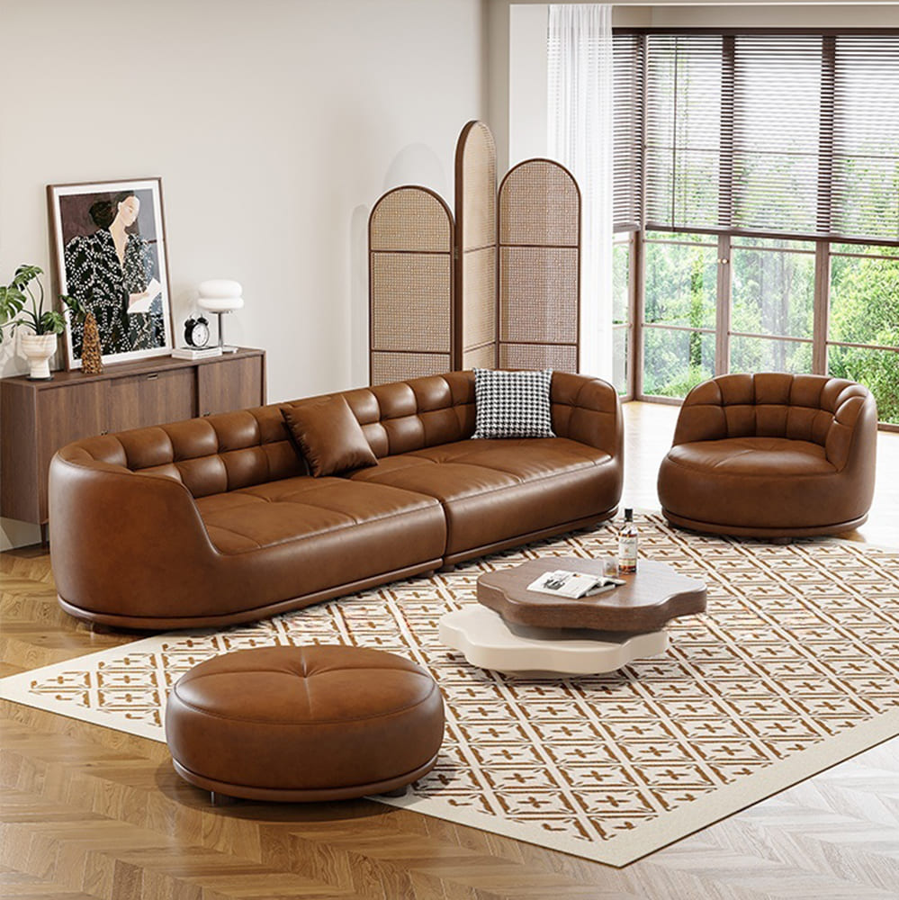 Baish Genuine Leather Brown Multi-seater Sofa Sectional Couch – VINTAGE ...