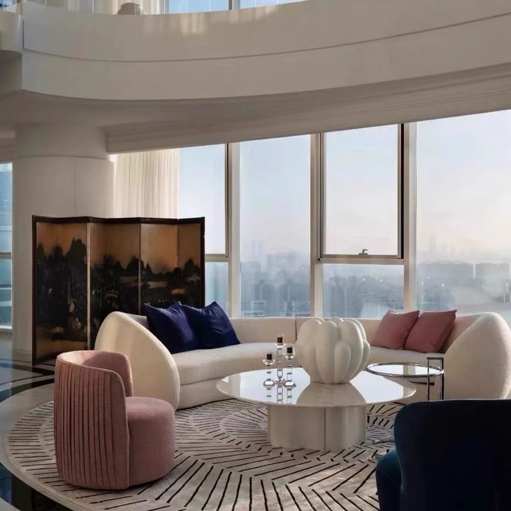 Debra Boucle Curved Shaped Sofe Rounded Contemporary Design 4-Seater C ...