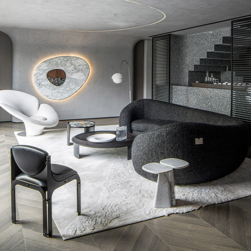 Debra Boucle Curved Shaped Sofe Rounded Contemporary Design 4-Seater C ...