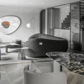 Debra Boucle Curved Shaped Sofe Rounded Contemporary Design 4-Seater C ...