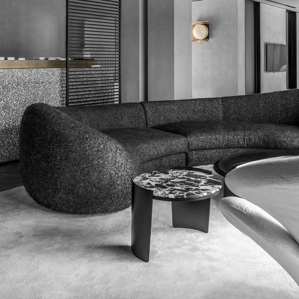 Debra Boucle Curved Shaped Sofe Rounded Contemporary Design 4-Seater C ...