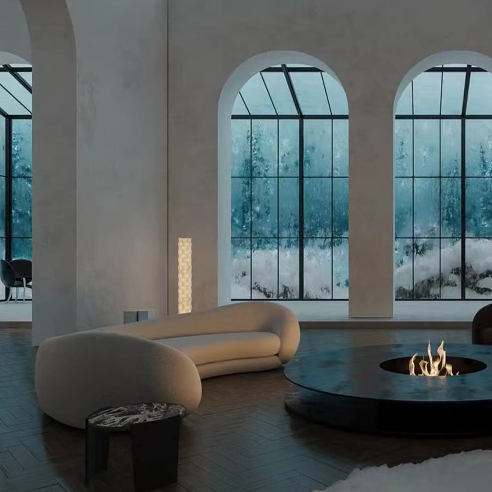 Debra Boucle Curved Shaped Sofe Rounded Contemporary Design 4-Seater C ...