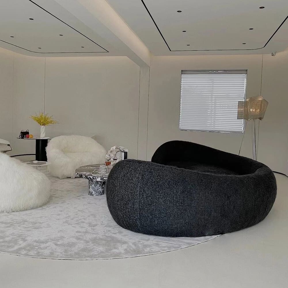 Debra Boucle Curved Shaped Sofe Rounded Contemporary Design 4-Seater C ...