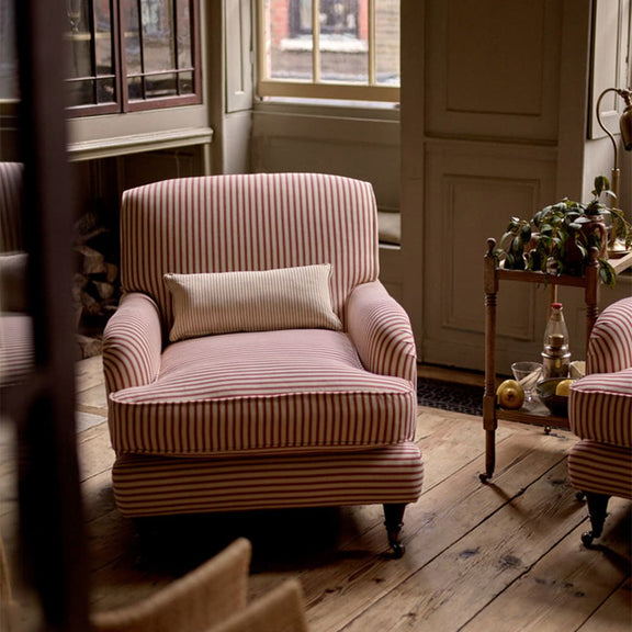 Scarlet Velvet 1 Seater Sofa Striped Lounge Chair – VINTAGE LIVING DESIGN