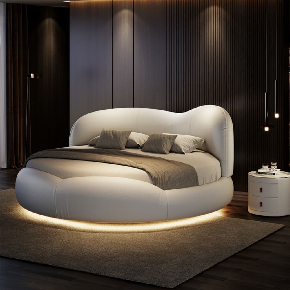 Tina Elastic Leather Round Floating Bed Frame – VINTAGE LIVING DESIGN