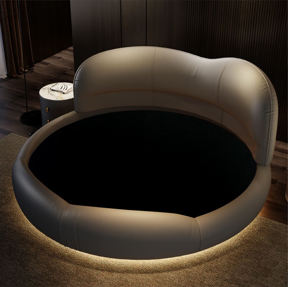 Tina Elastic Leather Round Floating Bed Frame – VINTAGE LIVING DESIGN
