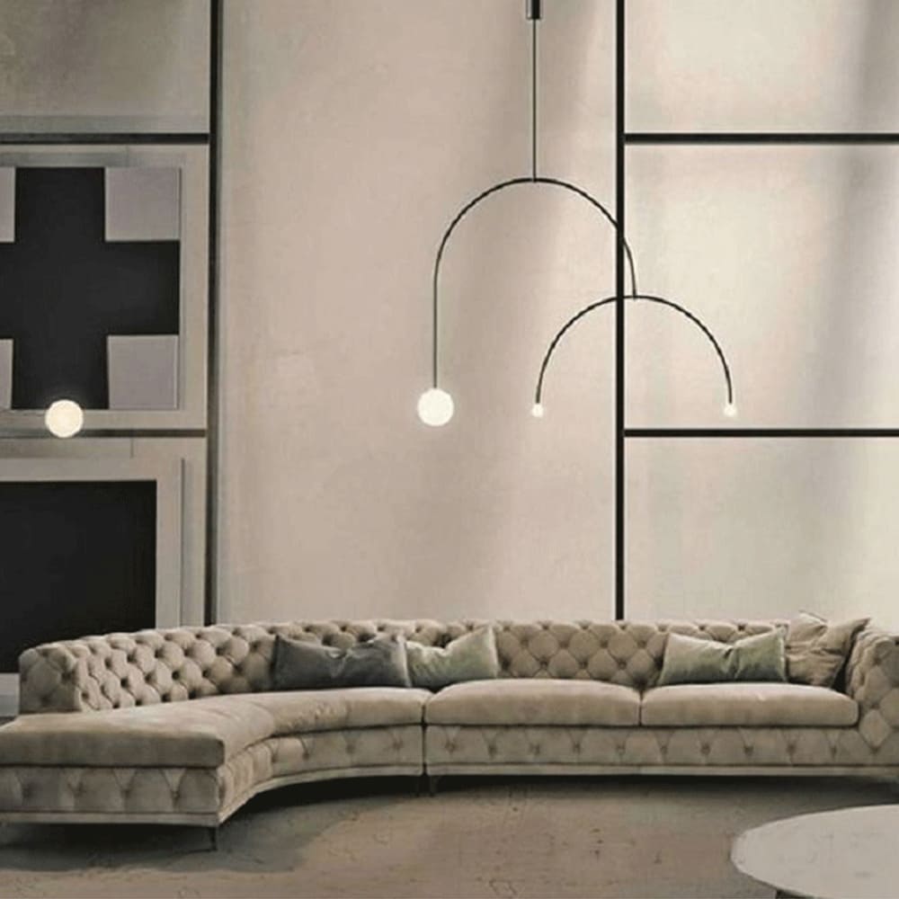 Ulysses Velvet Curved Sectional Sofa 6-Seater Luxury Deep Button Uphol ...