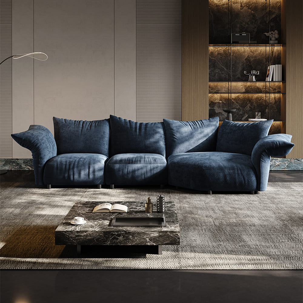 Veronica Chenille Fabric Petal Shaped Luxury Interior Sofa 4-Seater Mo ...