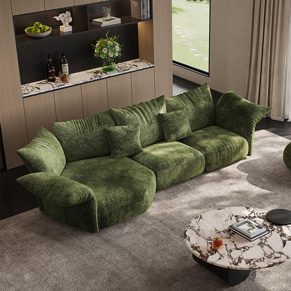 Veronica Chenille Fabric Petal Shaped Luxury Interior Sofa 4-Seater Mo ...