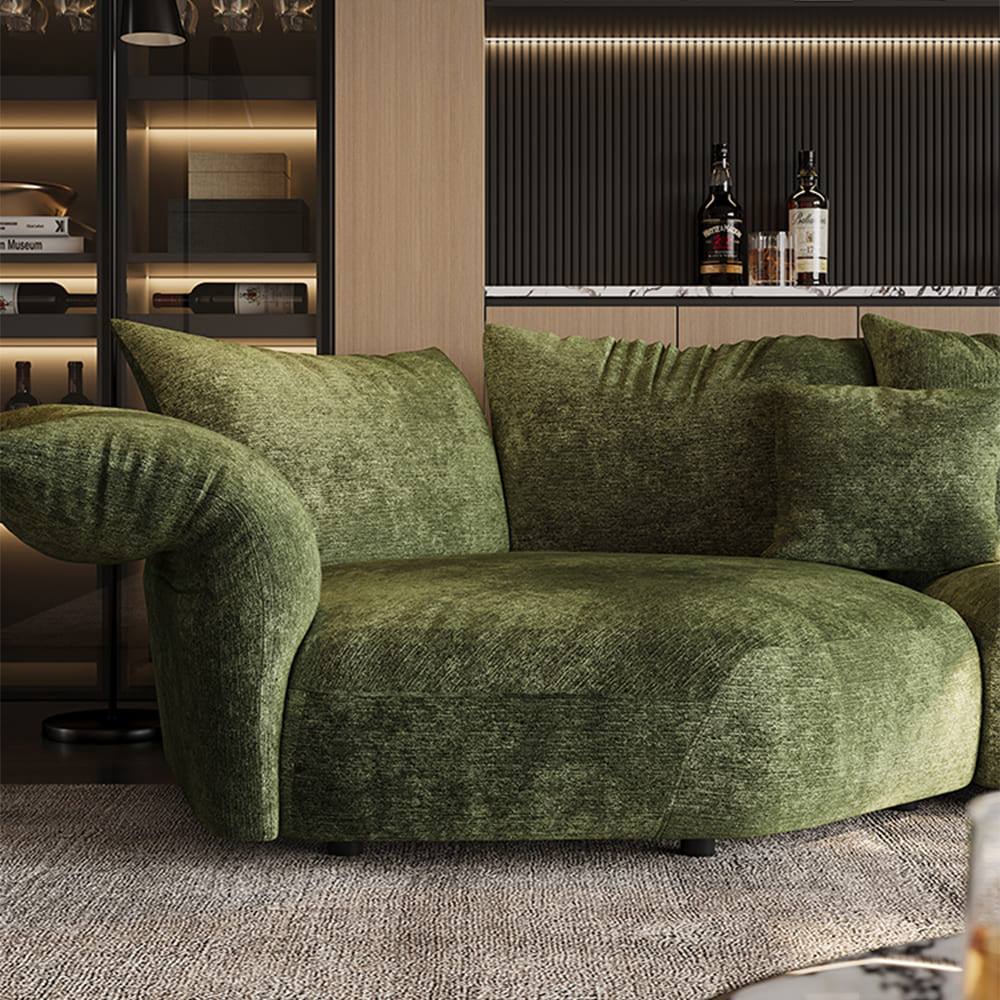 Veronica Chenille Fabric Petal Shaped Luxury Interior Sofa 4-Seater Mo ...