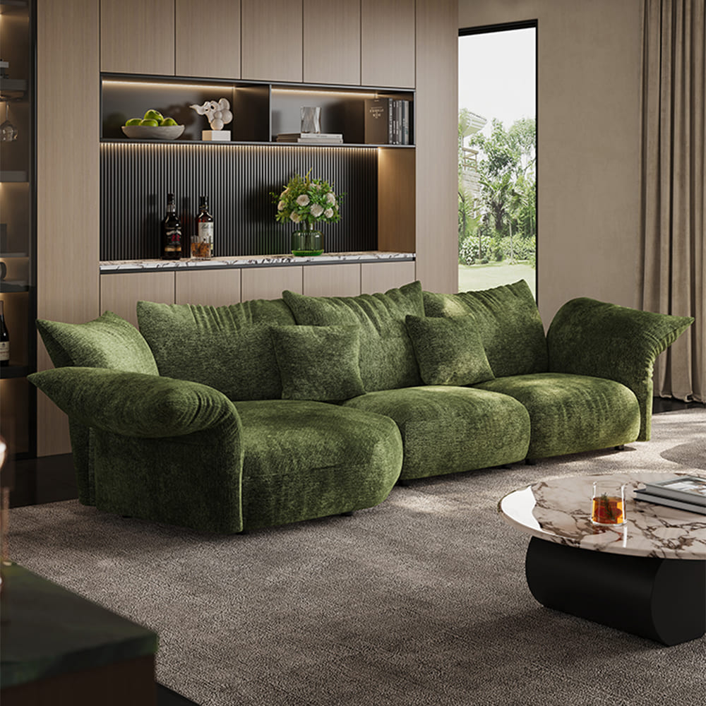 Veronica Chenille Fabric Petal Shaped Luxury Interior Sofa 4-Seater Mo ...